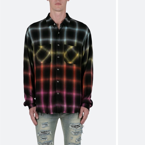 MNML | Shirts | Mnml Ombr Flannel Shirt Xl | Poshmark